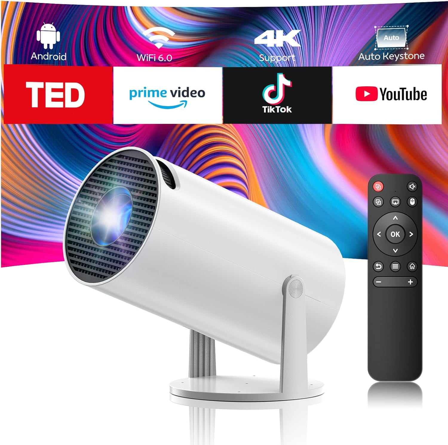Projector with WiFi and Bluetooth, Mini Projector, 4K 1080P Support ...