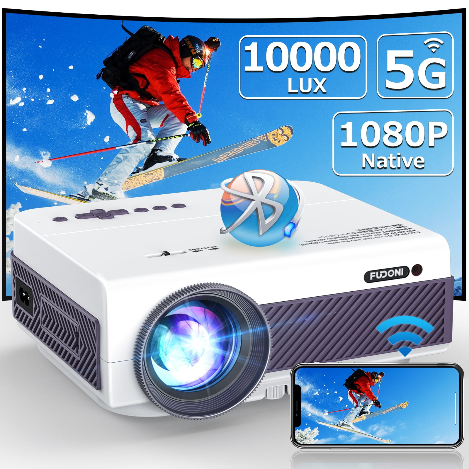 Projector with WiFi and Bluetooth, Native 1080P Outdoor Projector ...