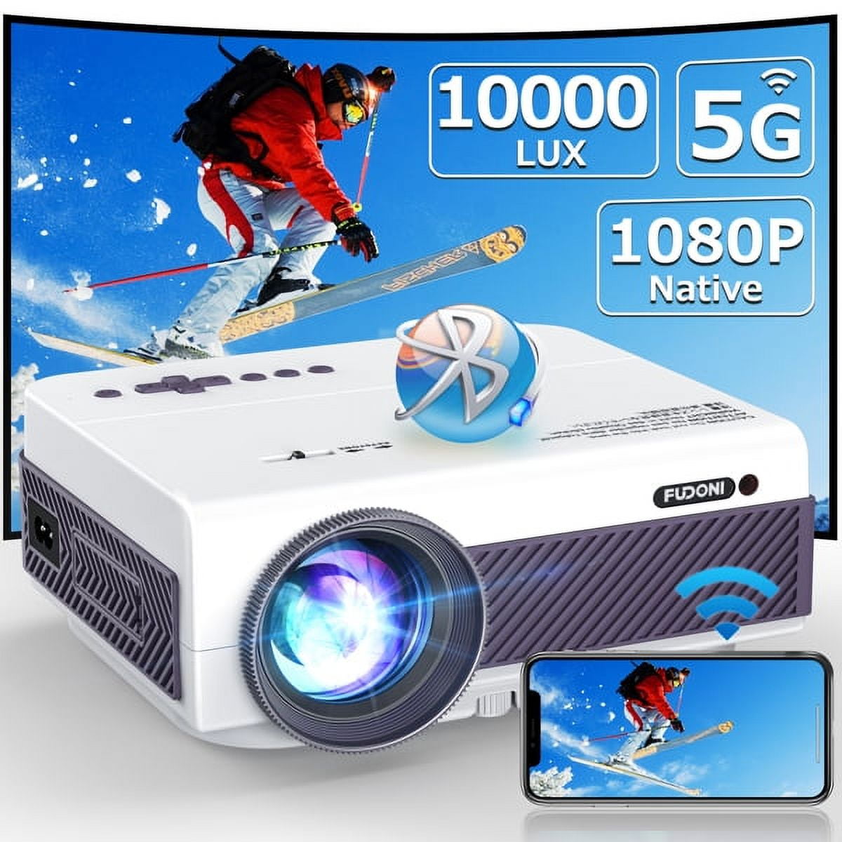 Projector with WiFi and Bluetooth, Portable Movie Outdoor 1080P Full HD ...