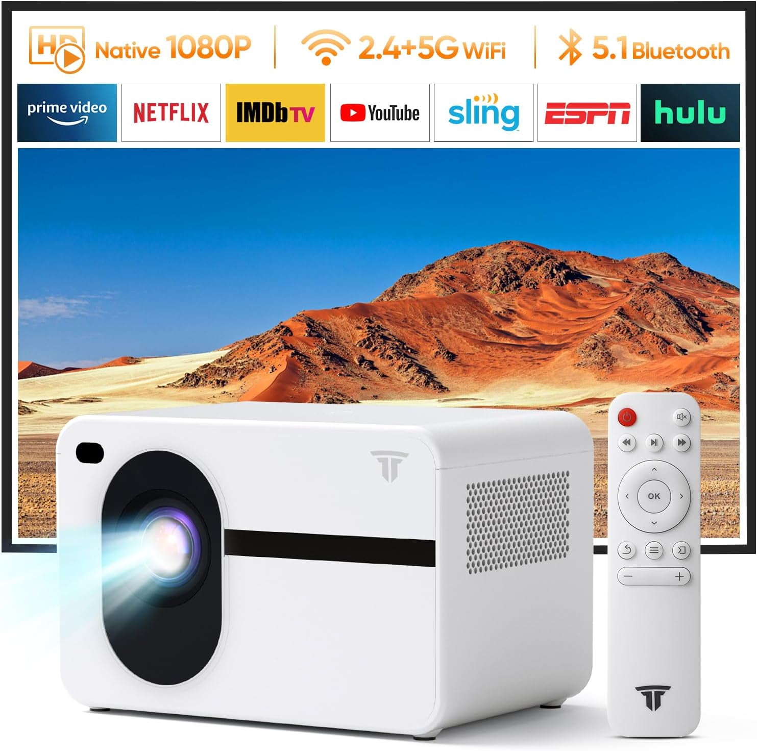 Projector with WiFi and Bluetooth, Portable Projector Outdoor 12000L ...