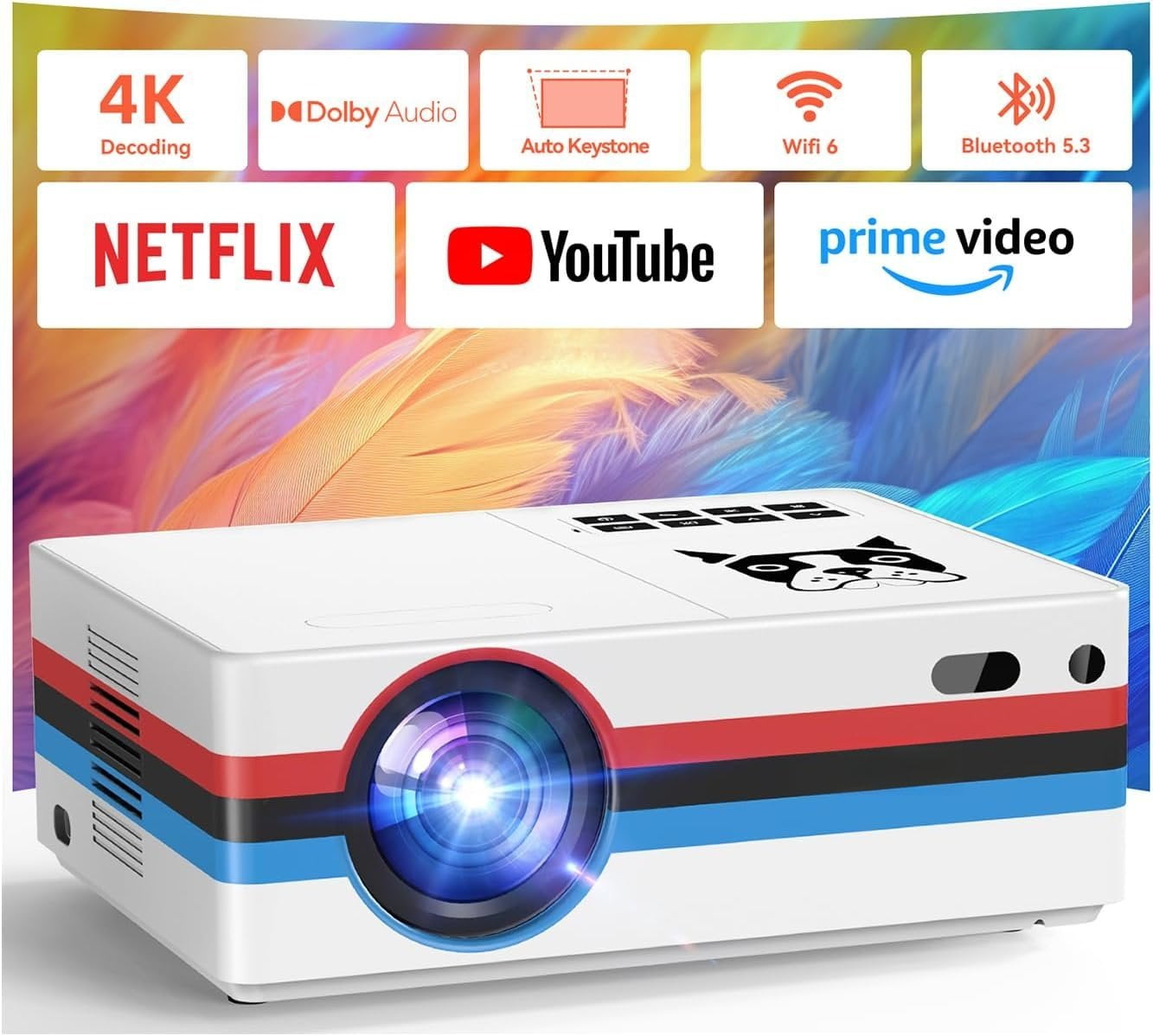 Projector with WiFi and , 1080P 25000L, Focus Keystone, Theater Outdoor ...