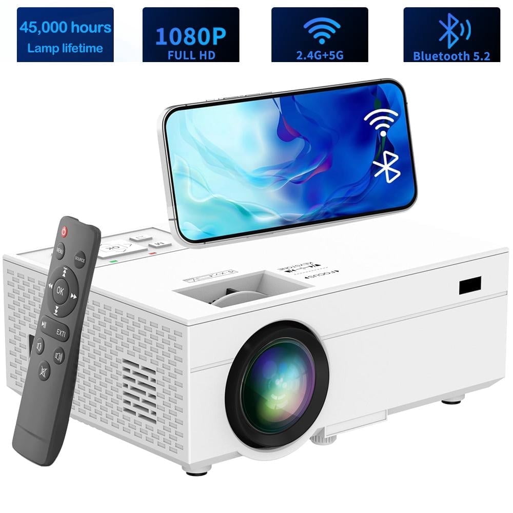 Projector with Wifi and Bluetooth,Full HD 1080P Mini Projector, Home ...
