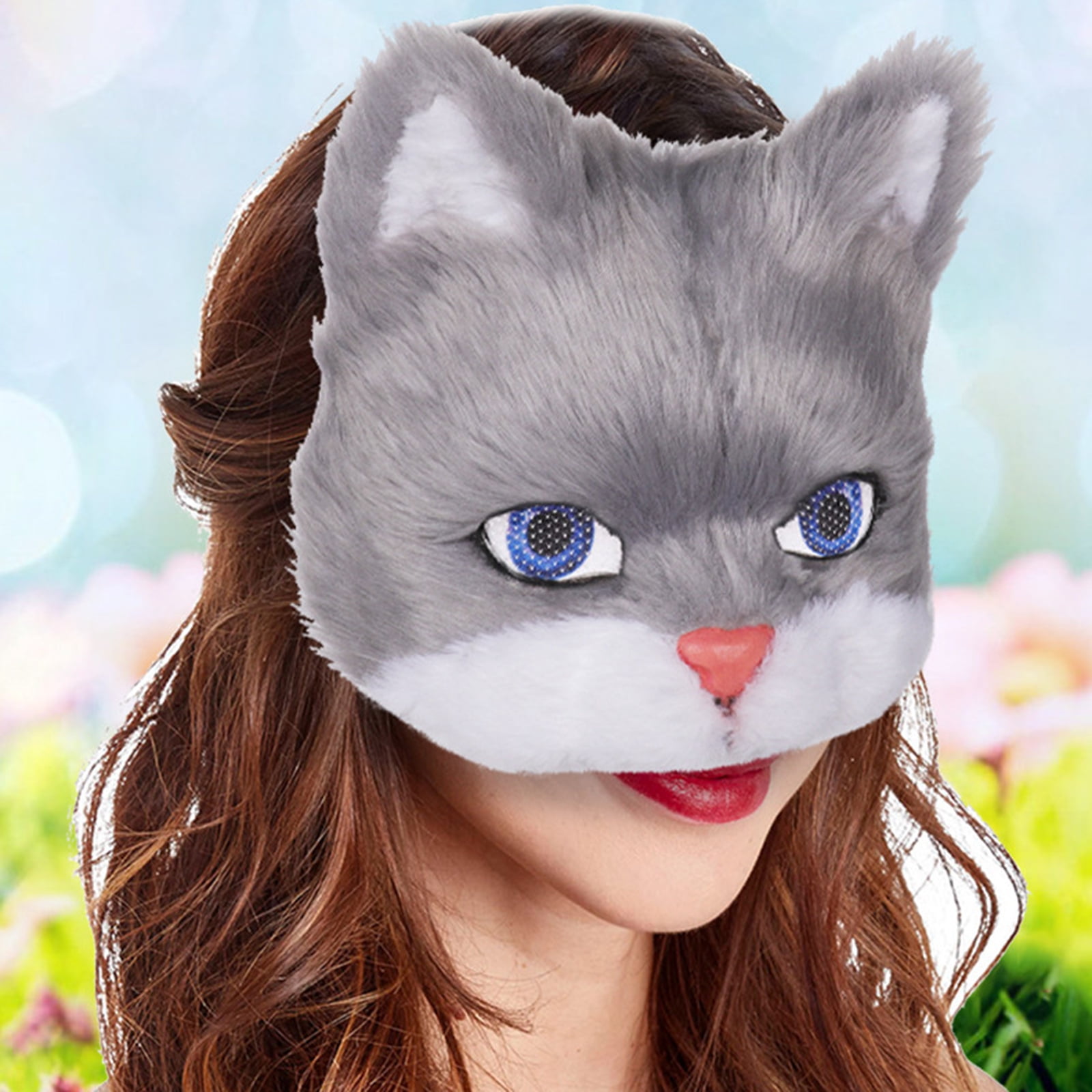 Projectretro Bunny Mask Plush Animal Head Mask Deluxe Novelty Halloween ...