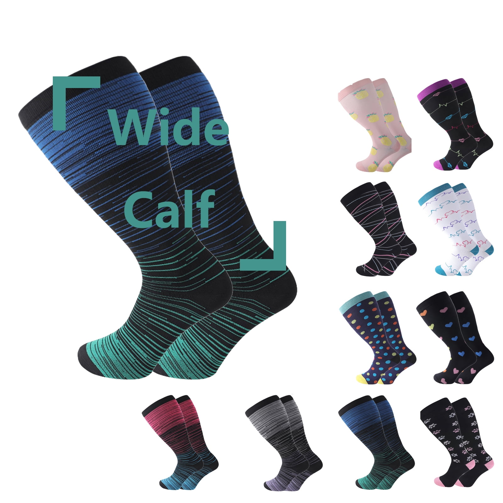 Projectretro Extra Wide Calf Compression Socks for Women and Men ...
