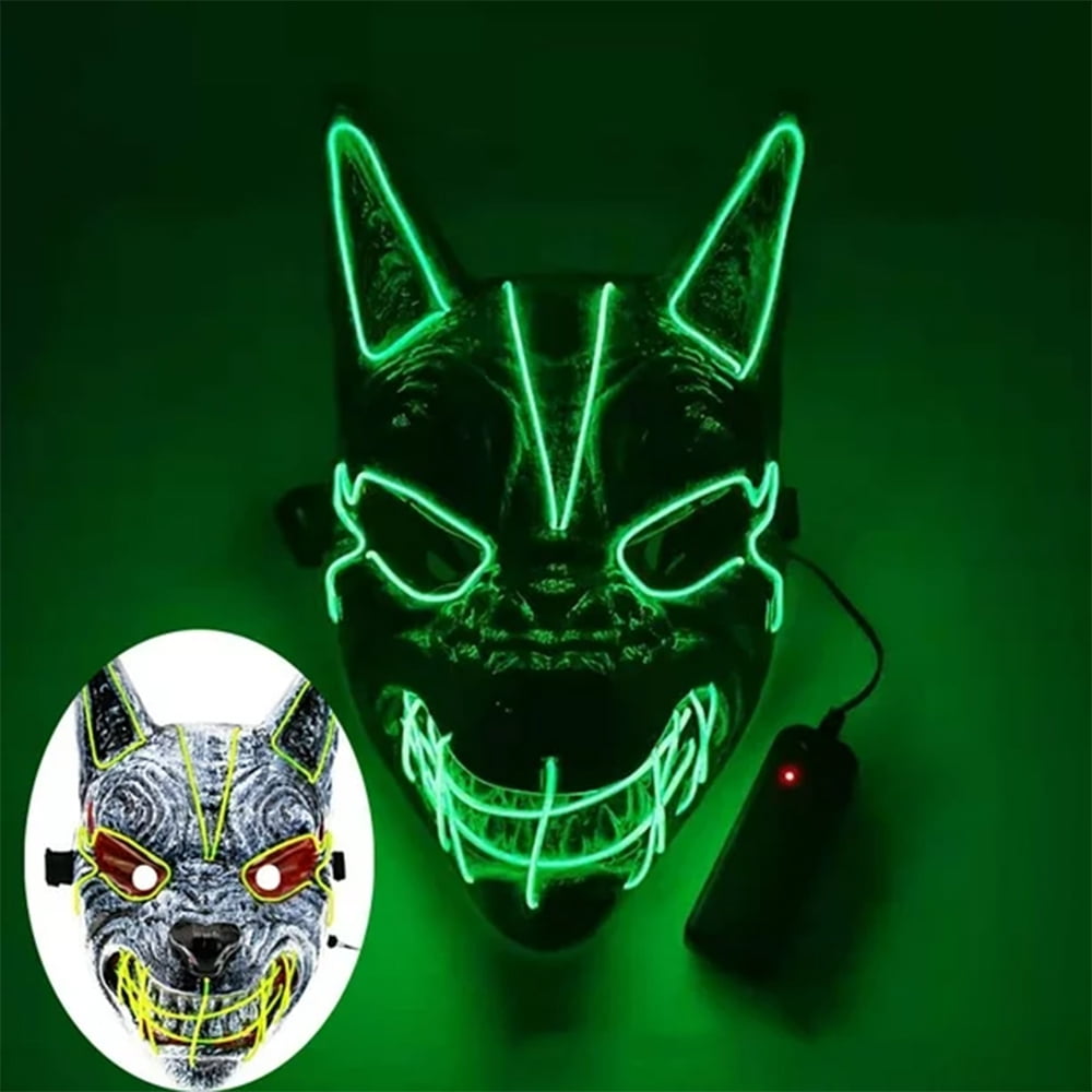 Projectretro Scary Animal Wolf Mask Halloween LED Light Up Mask for Men ...