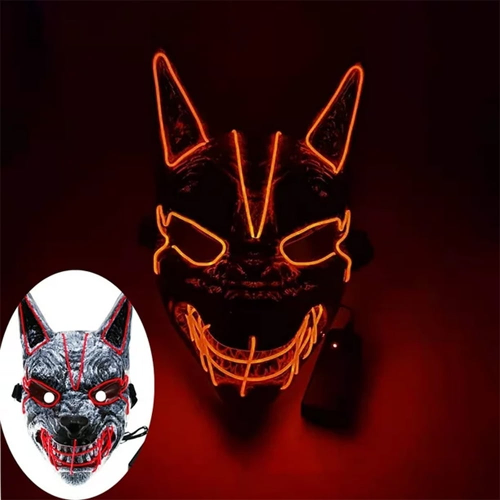 Projectretro Scary Animal Wolf Mask Halloween LED Light Up Mask for Men ...