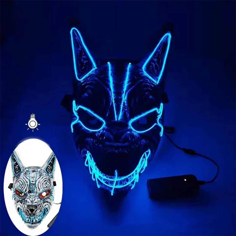 Projectretro Scary Animal Wolf Mask Halloween LED Light Up Mask for Men ...