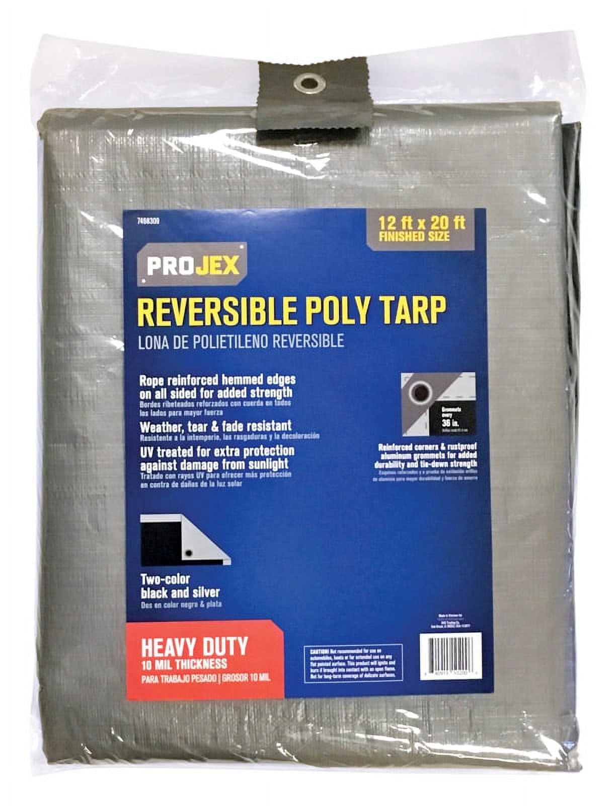 Projex 20 ft. x 12 ft. Heavy Duty Polyethylene Tarp Black/Silver ...