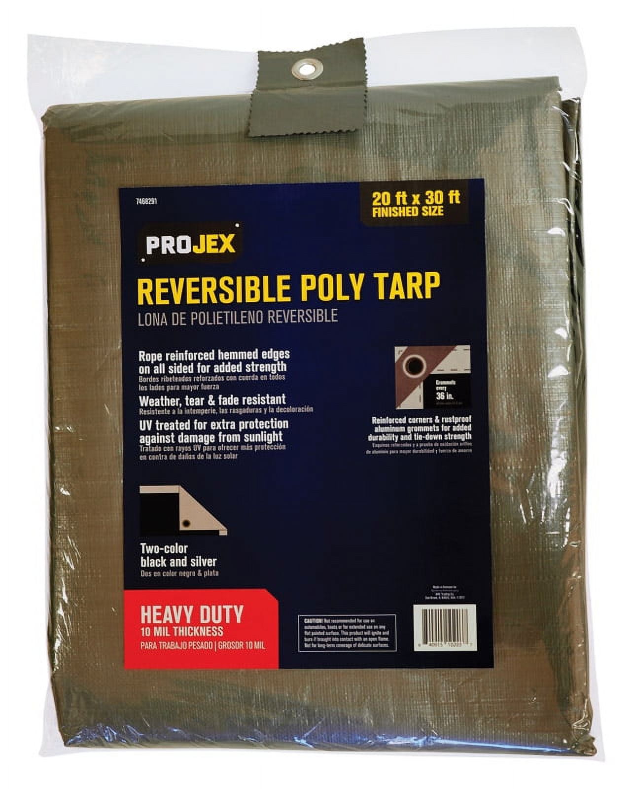 Projex Extra Large Waterproof 30x20 ft Heavy Duty Polyethylene Tarp ...