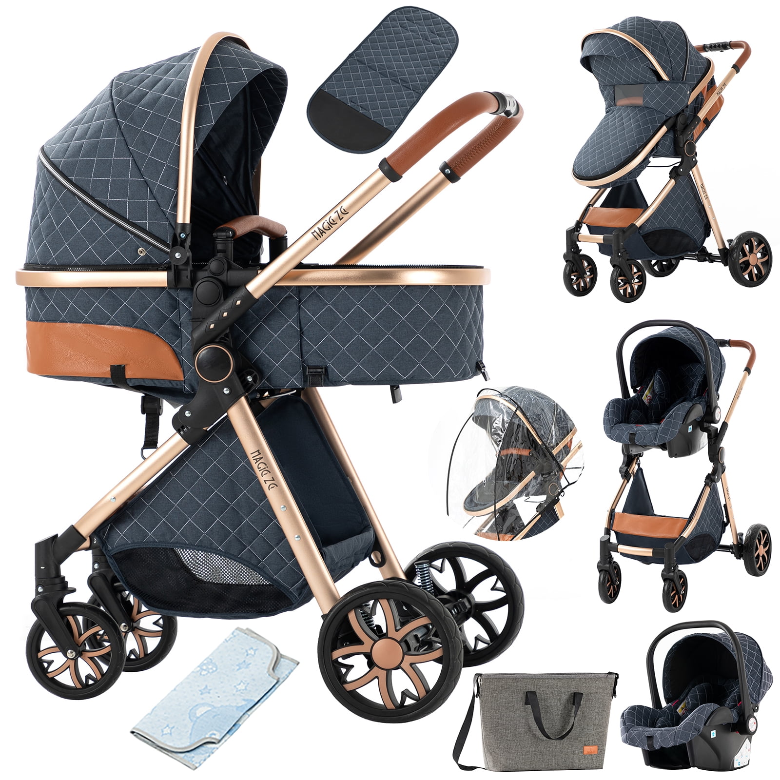 Prokoke 3-in-1 Travel Systems Baby Stroller Deluxe High Profile ...