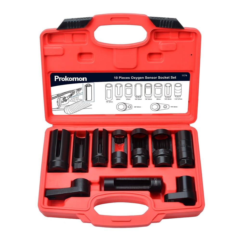 Prokomon 10 Pieces Oxygen Sensor Socket Set; Oxygen Sensor Wrench Removal Tool; Oil Pressure ...