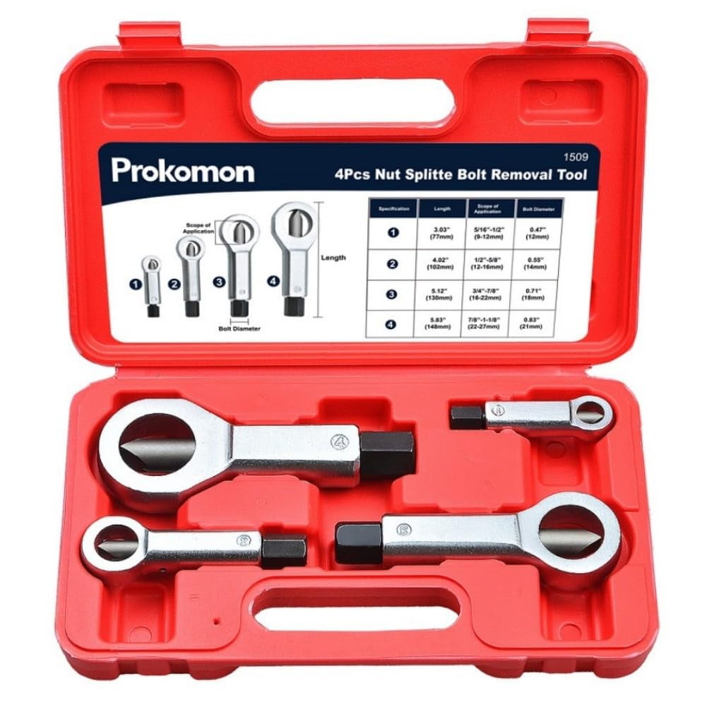 Prokomon Metal Nut Splitter Tool; 4 Pieces Nut Removal Tool for Broken ...