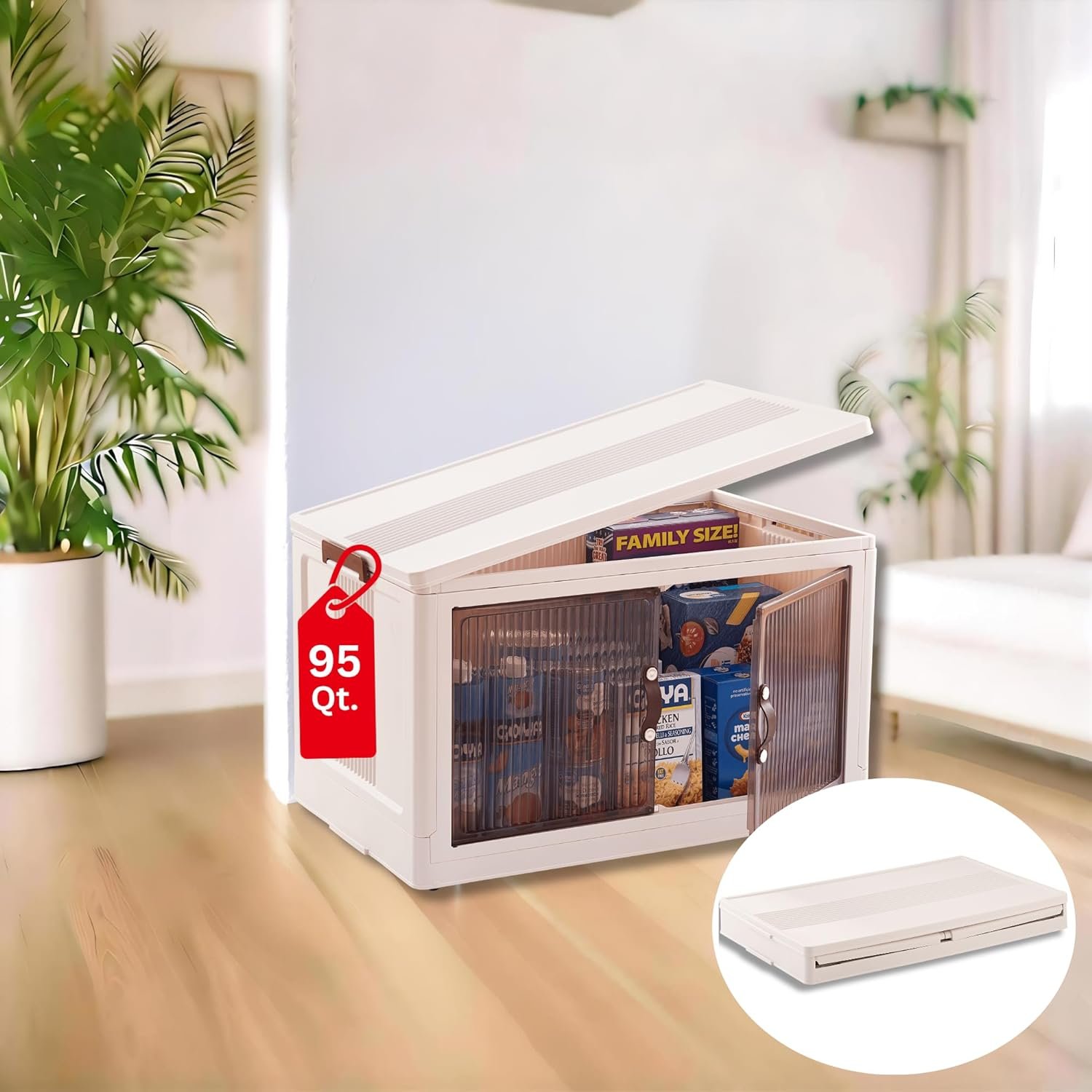 Proktik 95 QT Foldable Stackable Storage Bins with Doors Magnetic Doors ...