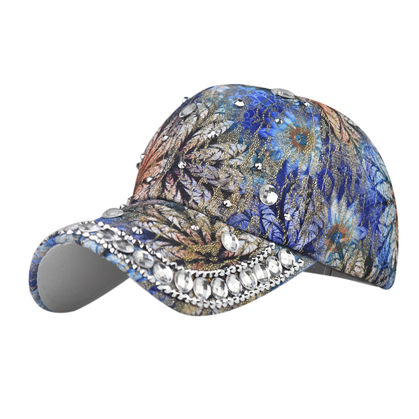 Prolriy Baseball Cap Female Summer Flash Drill Floral Print Baseball ...