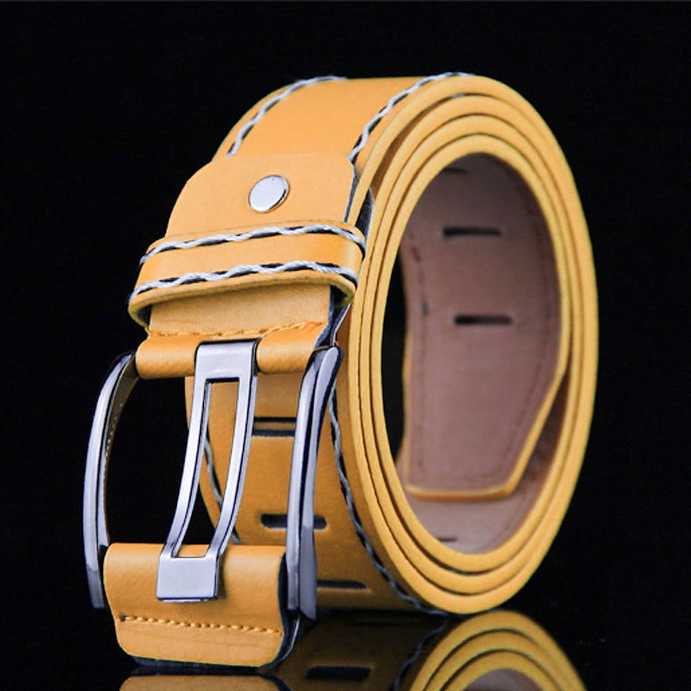 Prolriy Belt Men Strap Smooth Leather Mens Belt Girdle Leisure Buckle ...