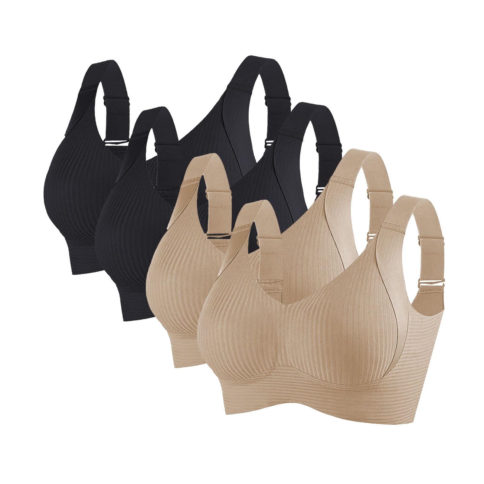 Prolriy Bras for Women Pack Thin Laceless Ring Comfortable ...