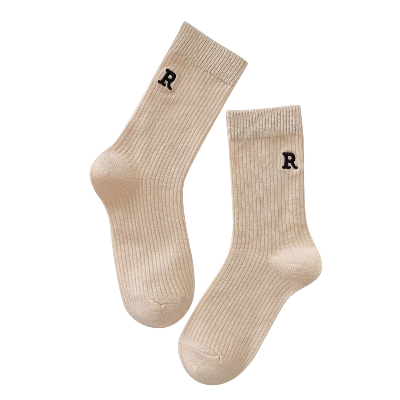 Prolriy Crew Socks for Women Ladies Letter R Embroidered Socks Candy ...