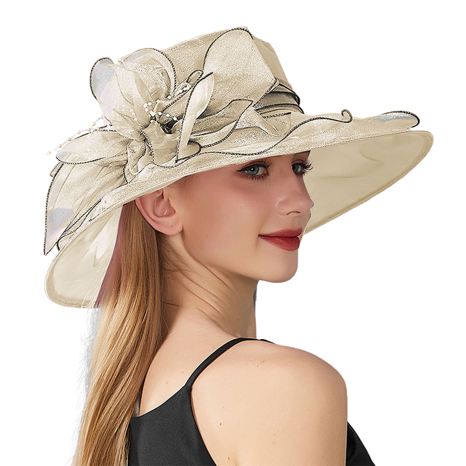 Prolriy Kenntucky Derby Hats for Women, Women's Solid Color Big Flower ...