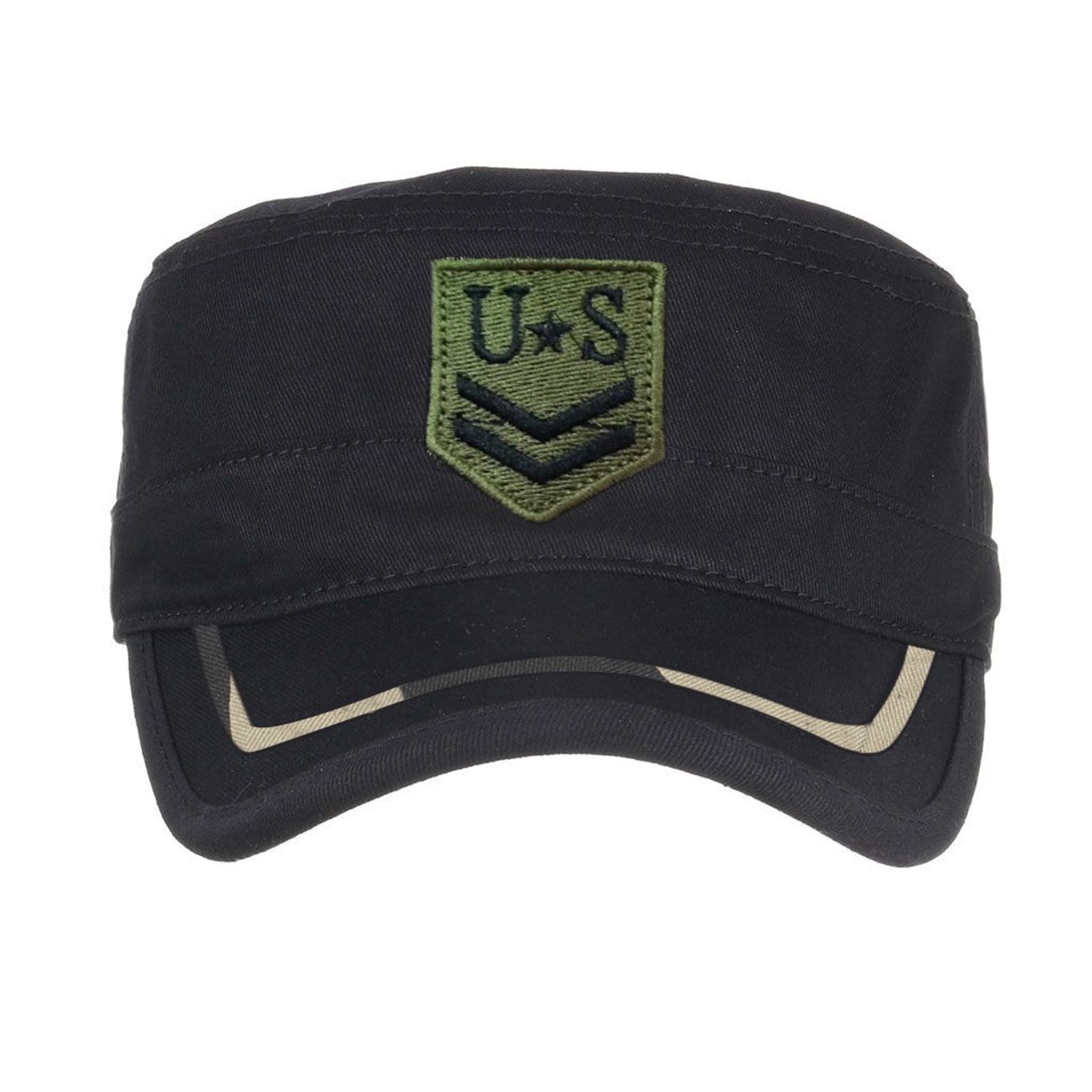 Prolriy Military Cadet Hats for Men Vintage Cadet Flat Cotton Top Caps ...