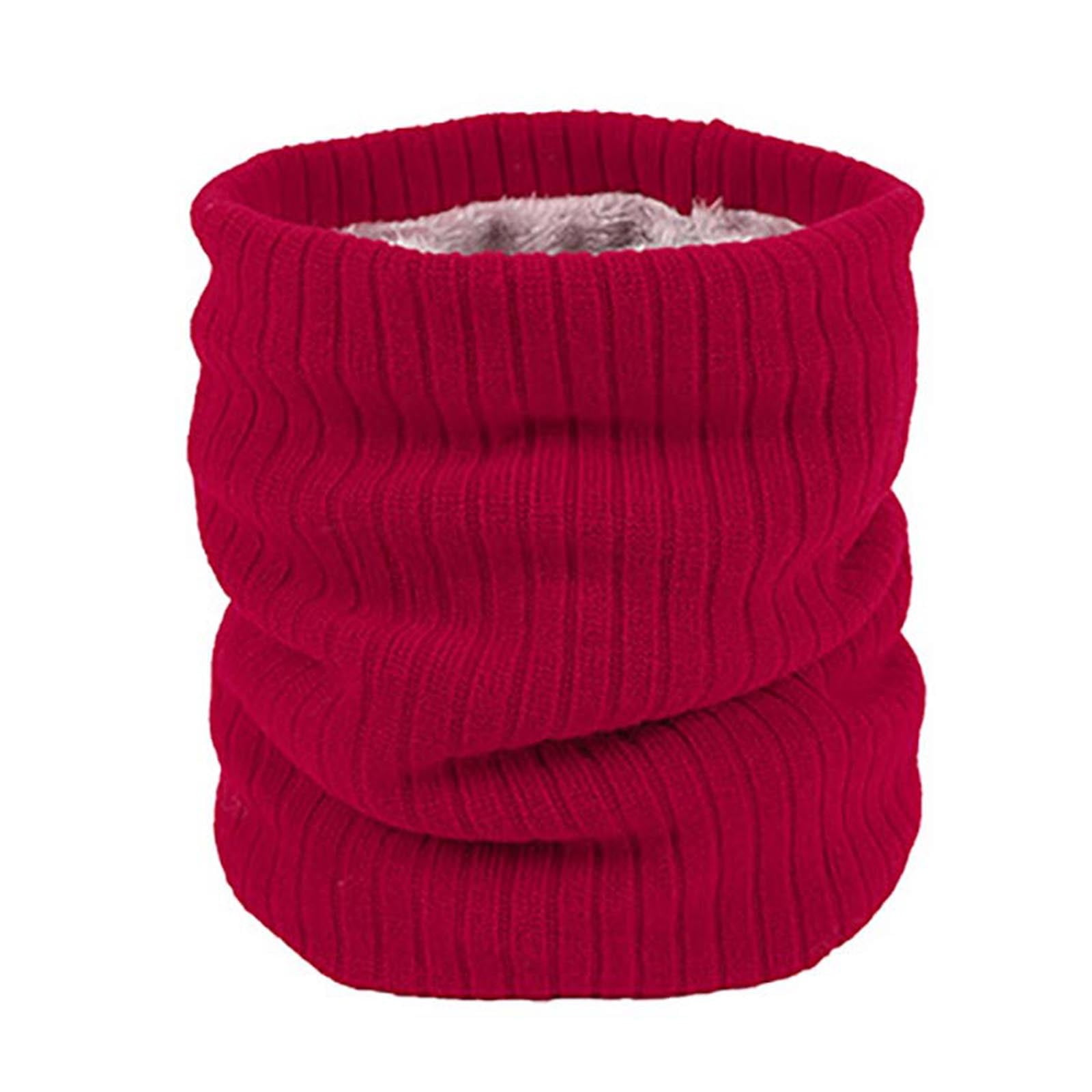 Prolriy Neck Gaiter Winter Scarf Men Women Warm Knitted Ring Scarves ...