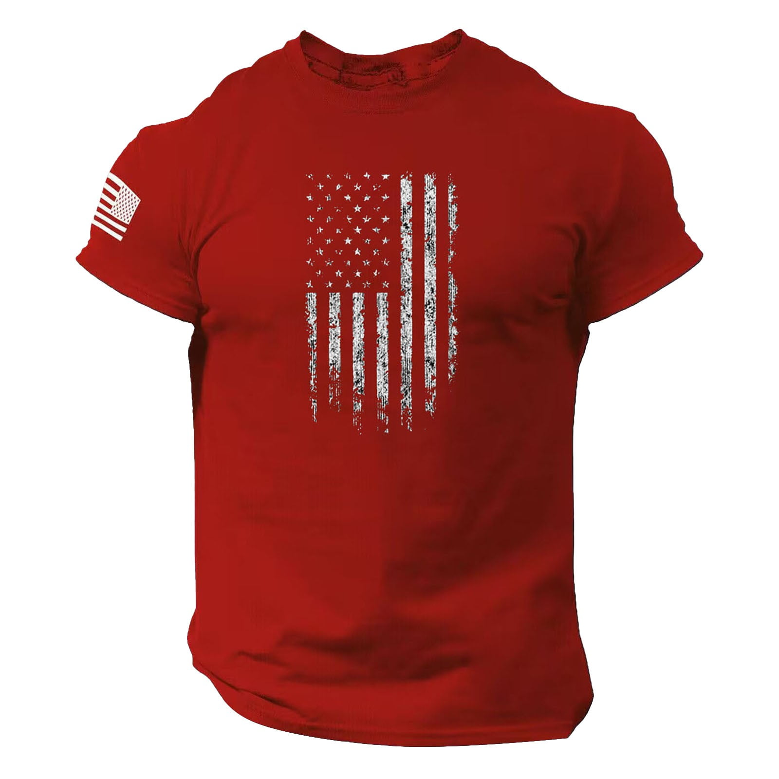 Prolriy Shirts for Men Summer Men's US Flag Logo Casual Fitness 3D ...