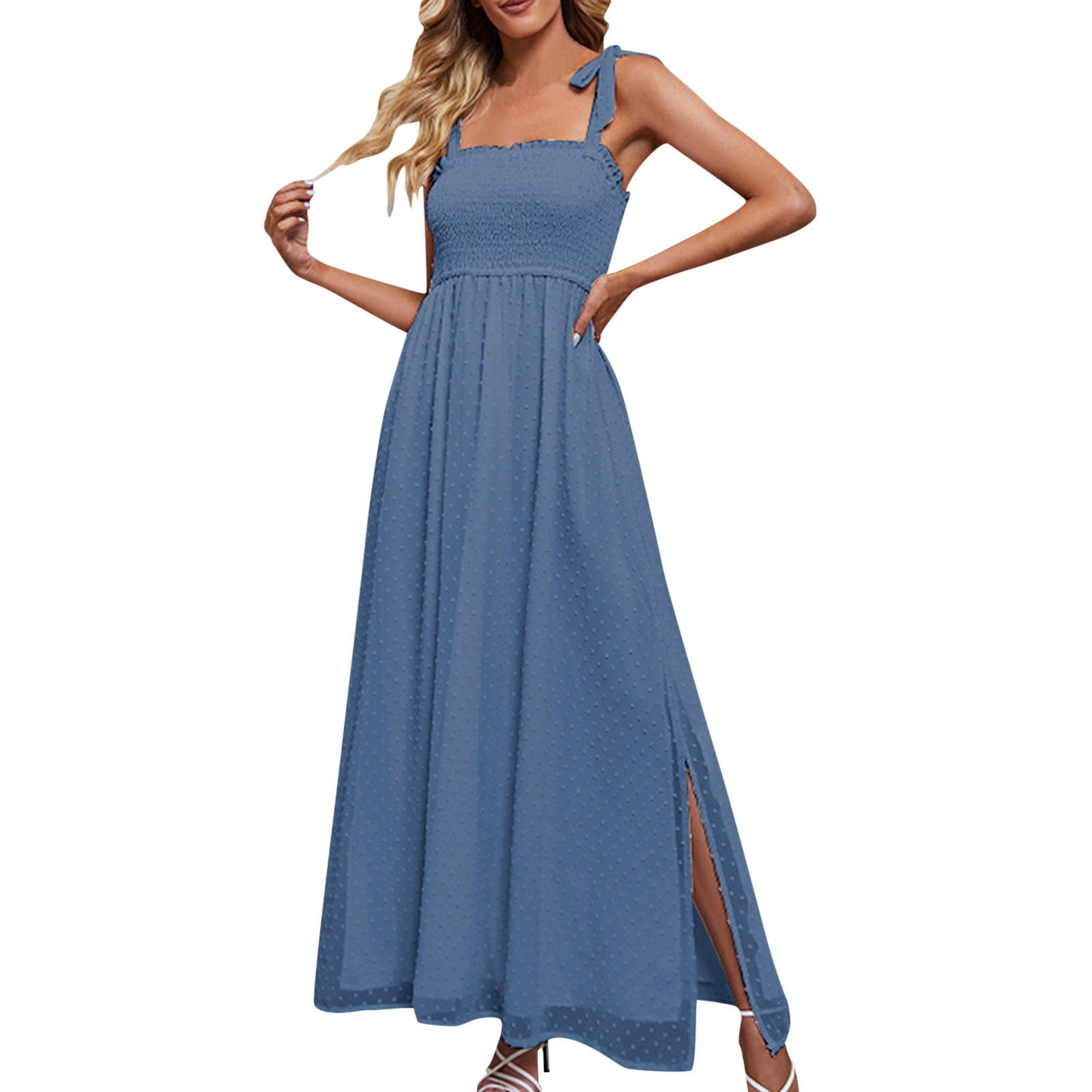 Prolriy Spring Summer Dresses For Women 2024 Women Sholiday Solid Color
