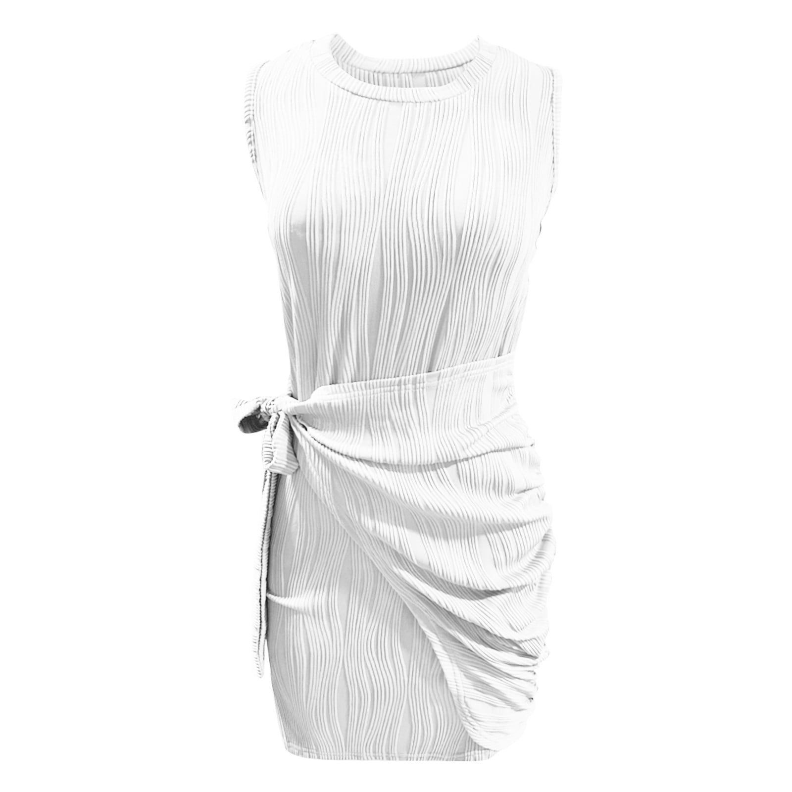 Prolriy Spring Summer Dresses For Women 2024 Womens Solid Color Crew