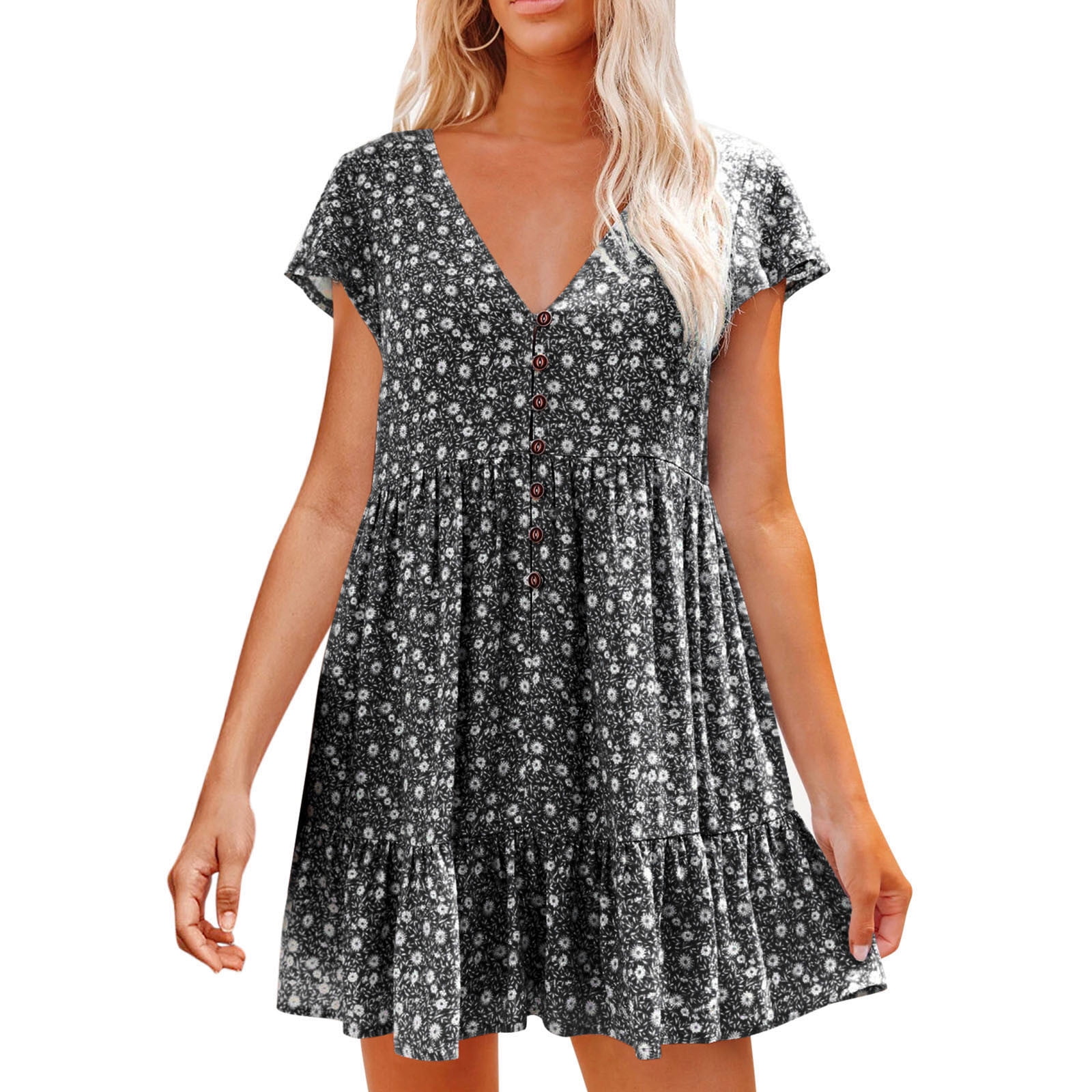 Prolriy Spring Summer Dresses for Women 2024 Womens Summer Short Sleeve ...