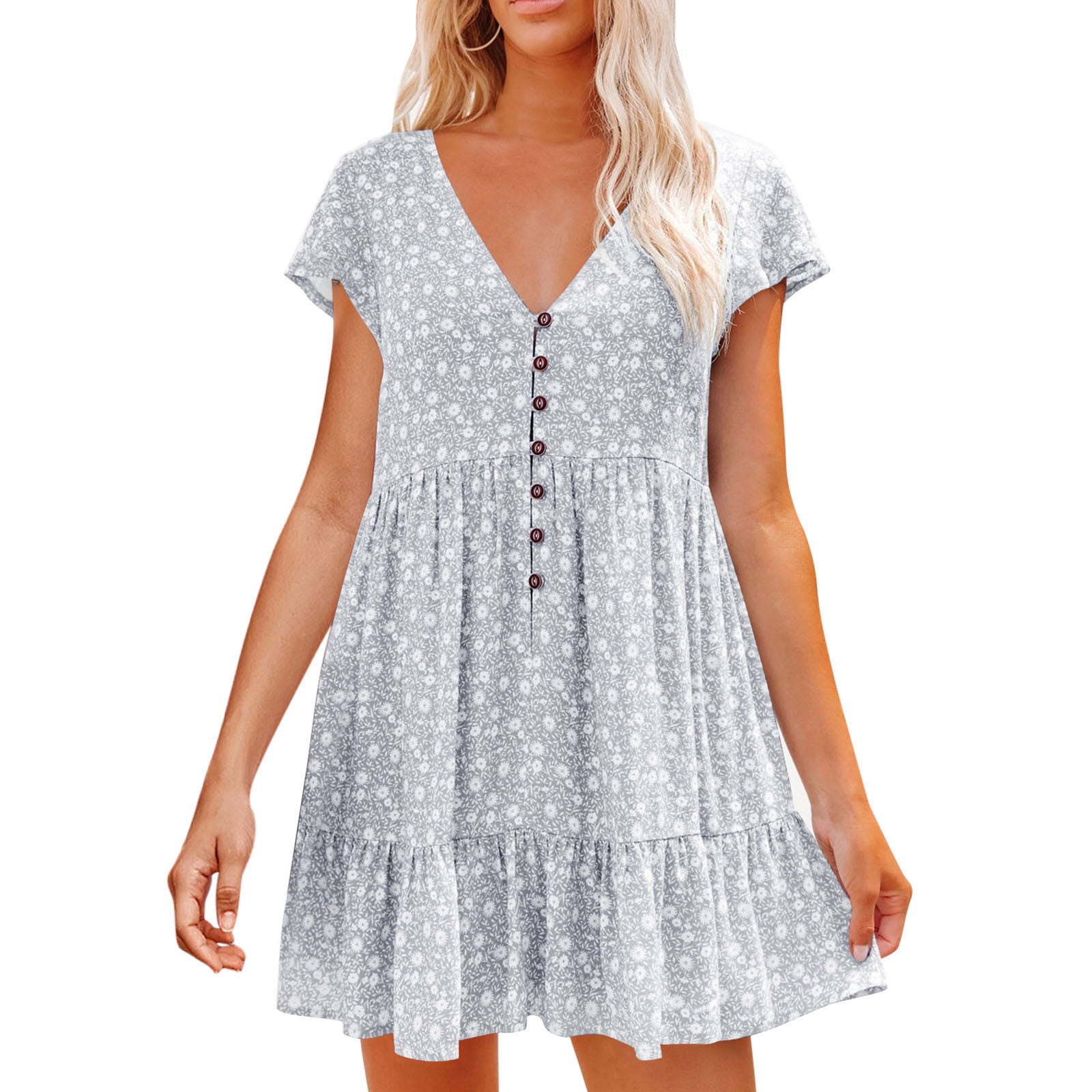 Prolriy Spring Summer Dresses for Women 2024 Womens Summer Short Sleeve ...