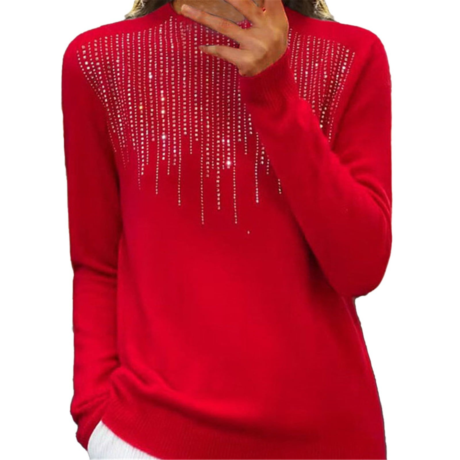 Prolriy Sweaters for Women, Women's Semi Turtleneck Sweater Long Sleeve ...