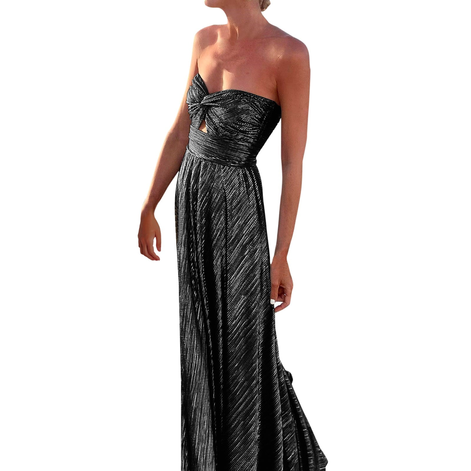 Prolriy Wedding Guest Dresses for Women Temperament Bronzing Chest Wrap ...