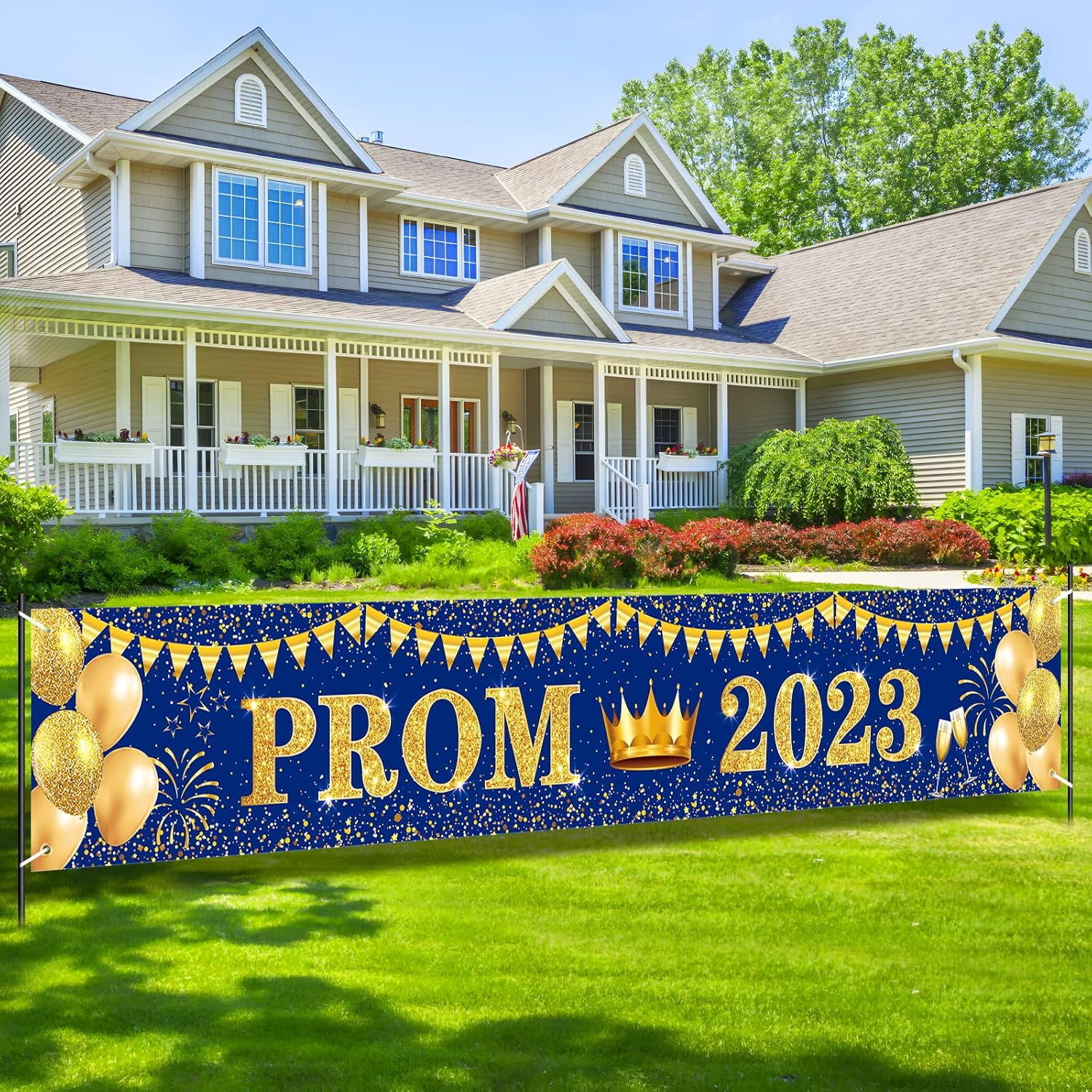 Prom 2023 Banner Graduation Party Decorations Blue Congrats Grad Sign ...