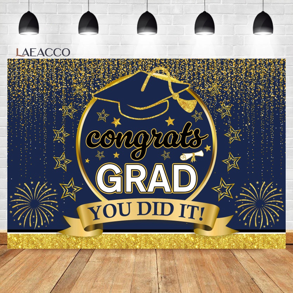 Prom 2024 Backdrop Black And Golden Glitter Light Graduation Congrats ...