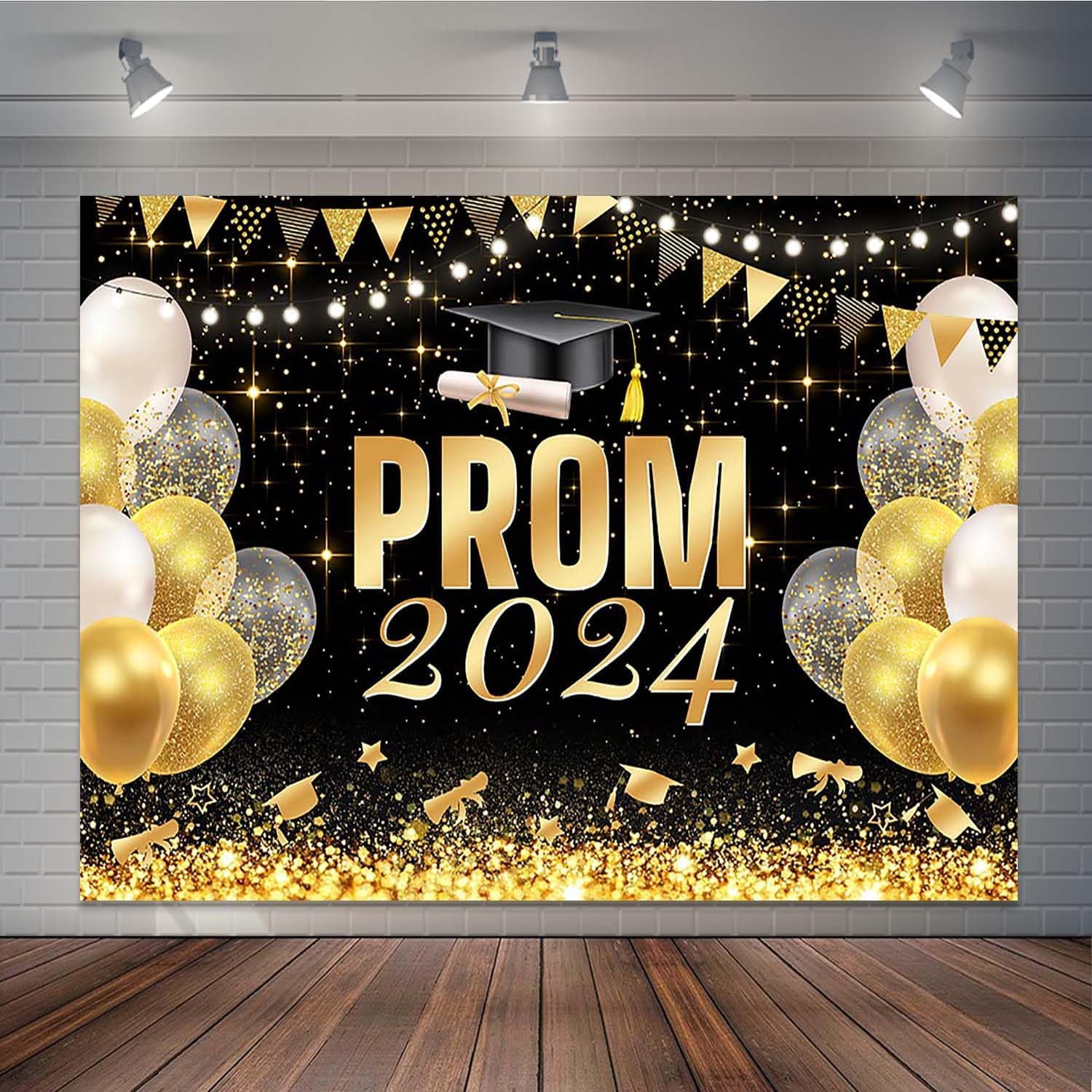 Prom 2024 Backdrop Black and Gold Balloons Graduation Prom Night ...