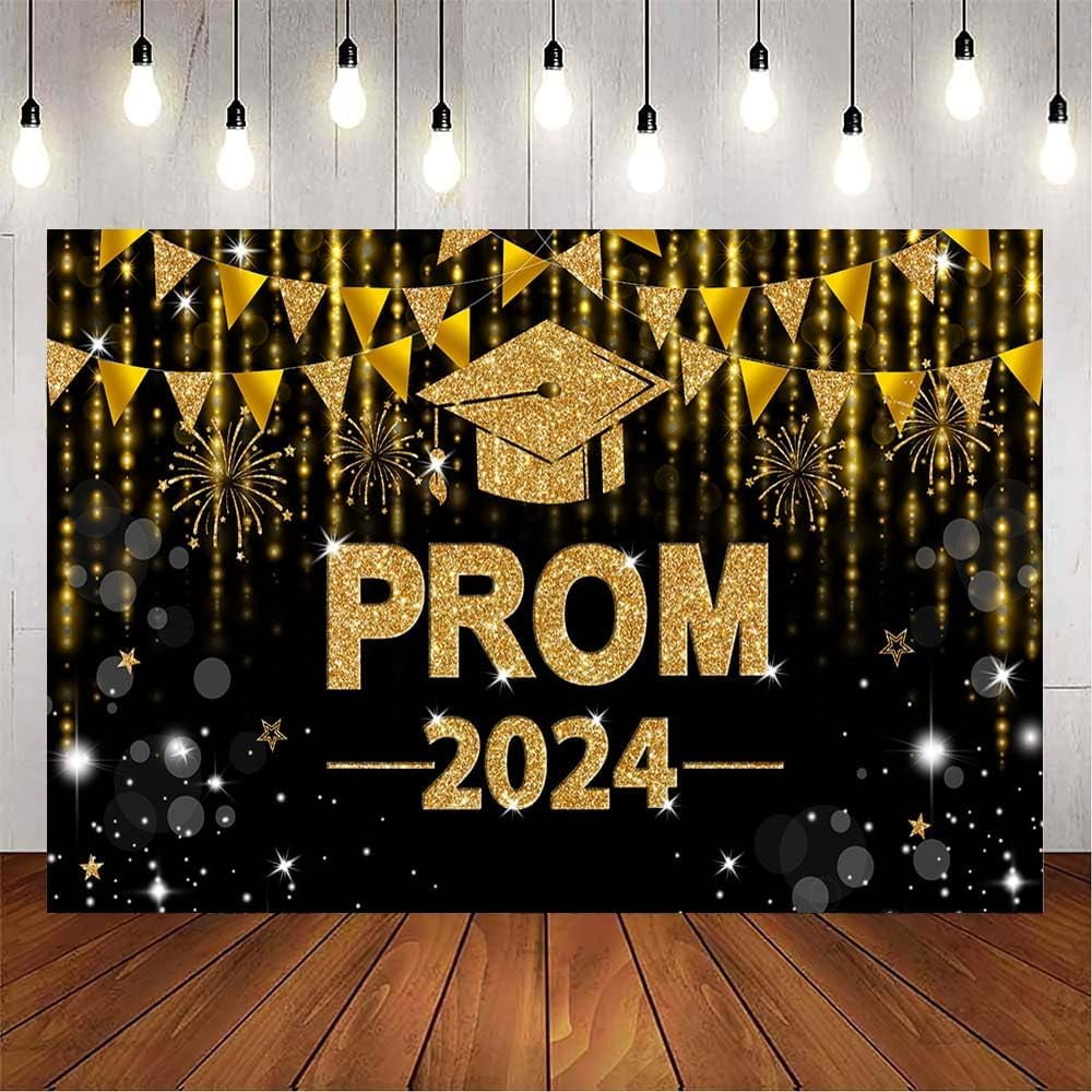 Prom 2024 Backdrop Black Gold Graduation Class of 2024 Photo Backdrops ...