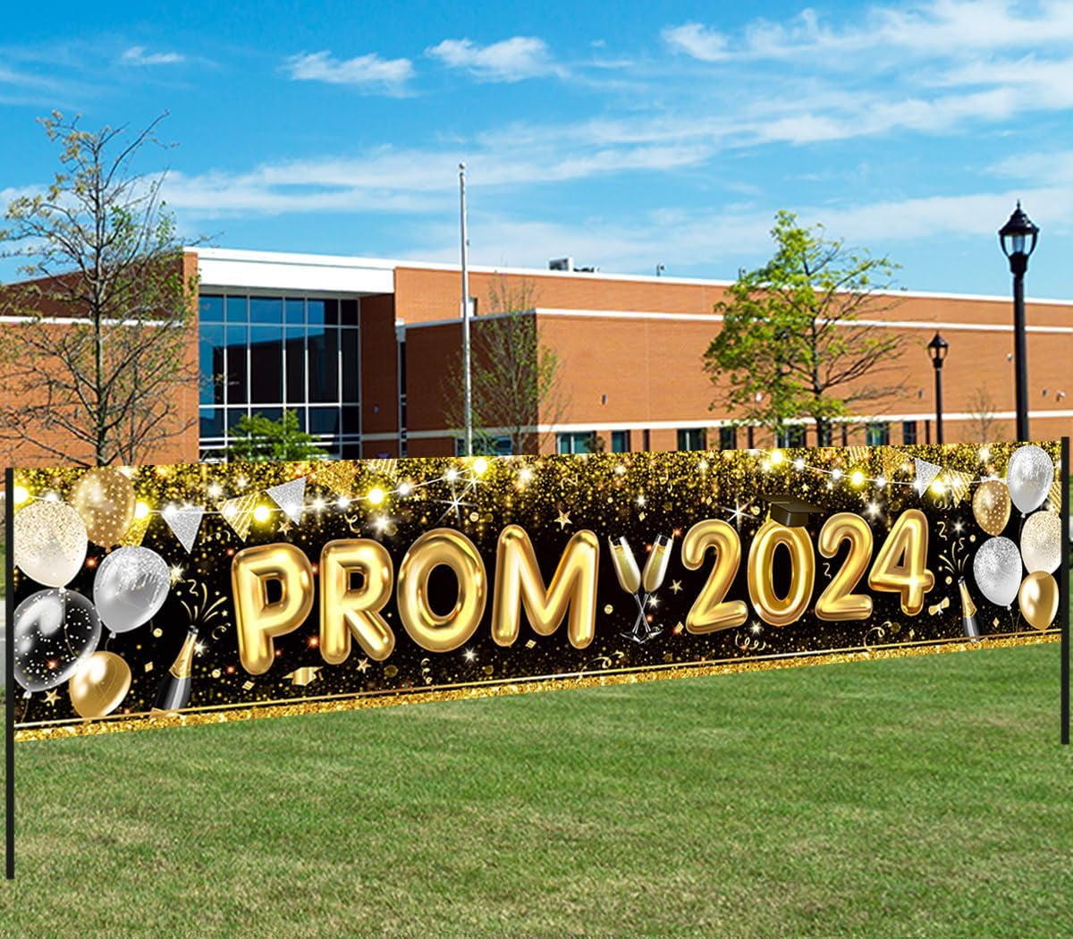 Prom 2024 Banner-Gold 2024 Graduation Decoration Congrats Grad Class of ...