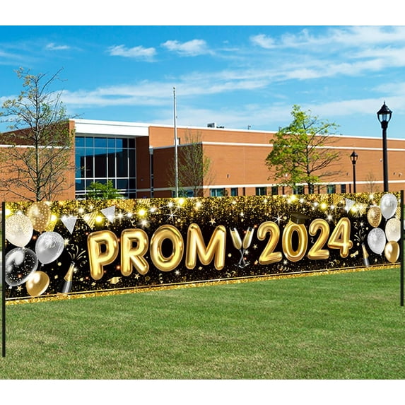 Prom 2024 Banner-Gold 2024 Graduation Decoration Congrats Grad Class of ...