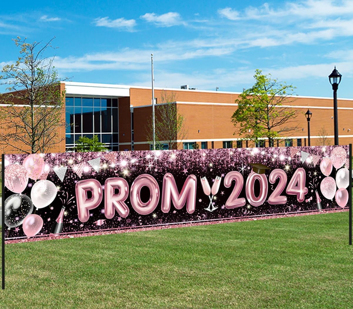 Prom 2024 Banner-Pink 2024 Graduation Decoration Congrats Grad Class of ...