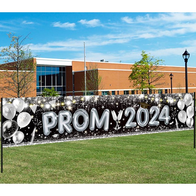 Prom 2024 Banner-Sliver 2024 Graduation Decoration Congrats Grad Class ...