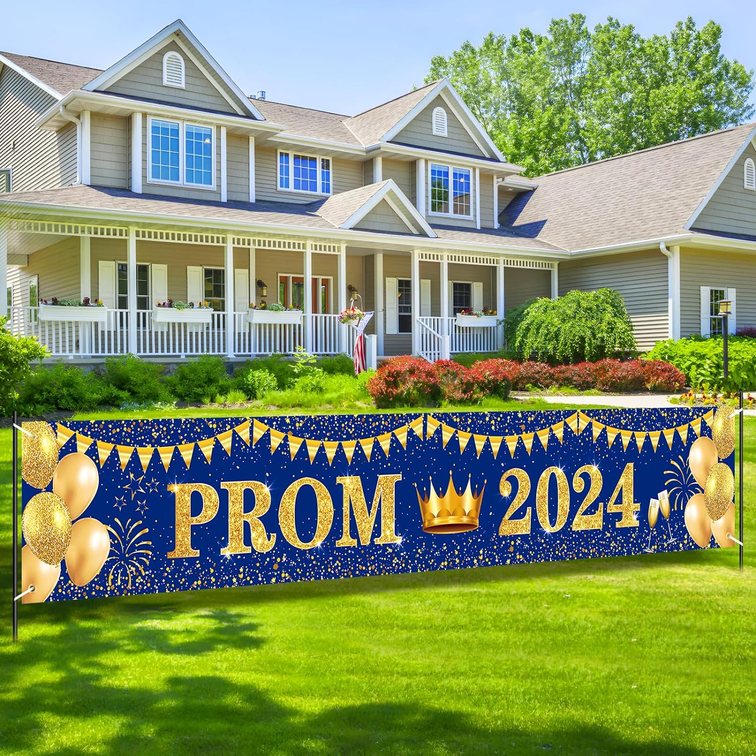 Prom 2024 Blue Gold Congrats Grad Sign Yard Yard Sign Backdrop for 2024 ...