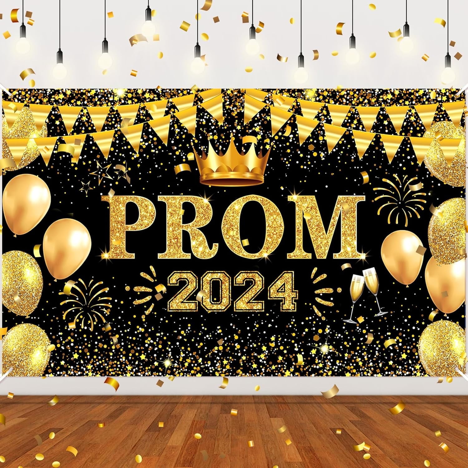 Prom 2024 Decorations Banner Large Black Gold Graduation Banner Prom ...
