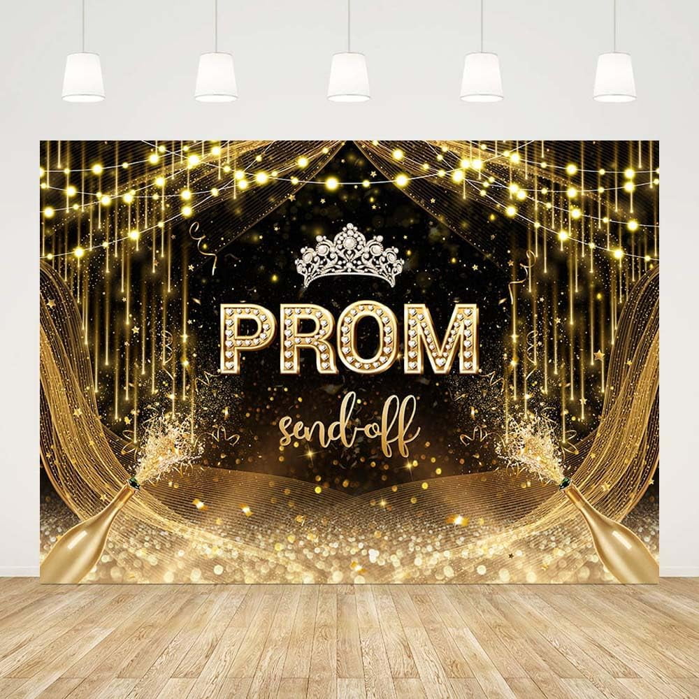 Prom 2025 Backdrop Black Gold Prom Send Off Photography Background Gold ...