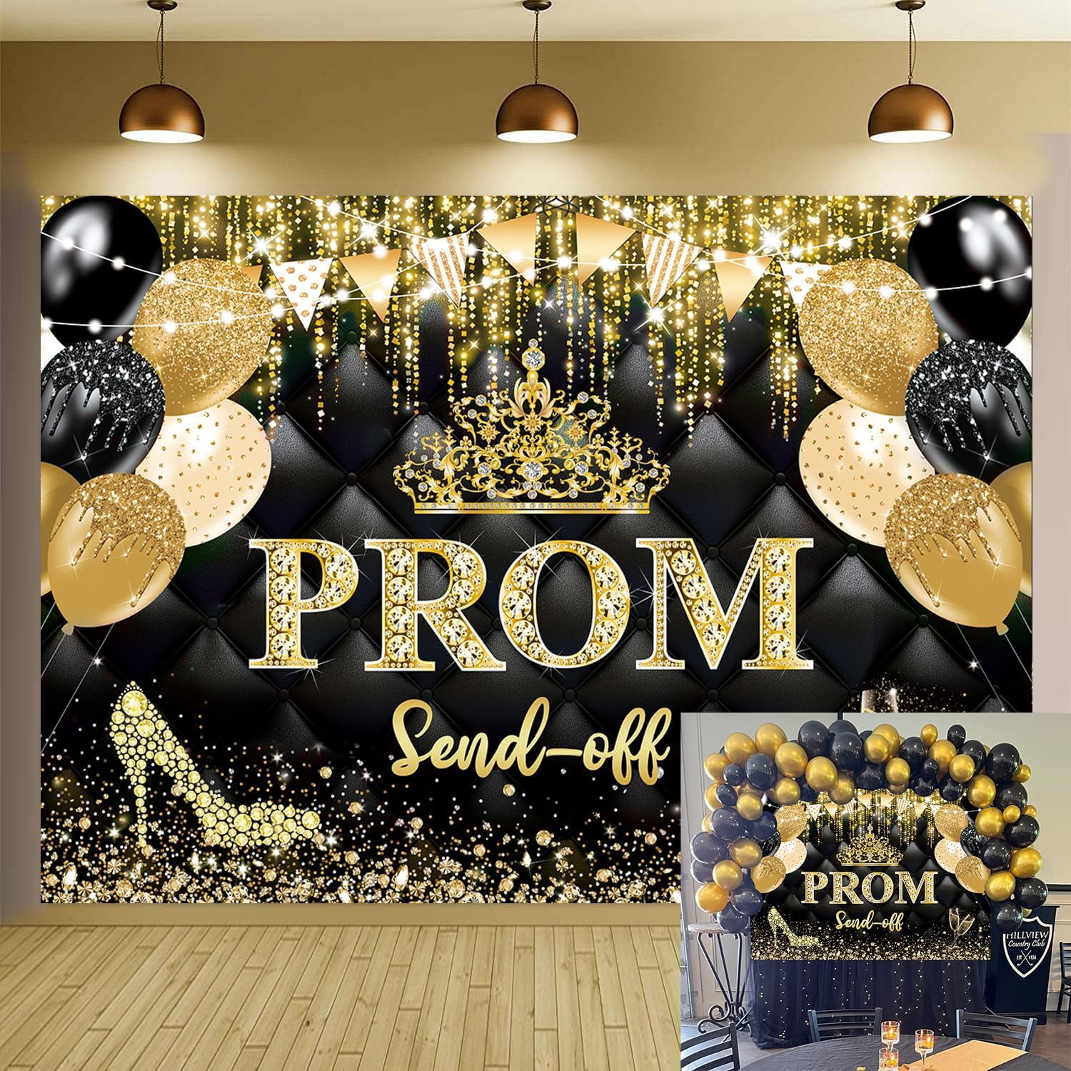Prom 2025 Backdrop Black and Gold Silver Glitter Prom Send Off ...