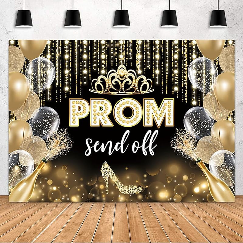 Prom 2025 Backdrop Prom Send Off Photography Background Glitter Crown ...