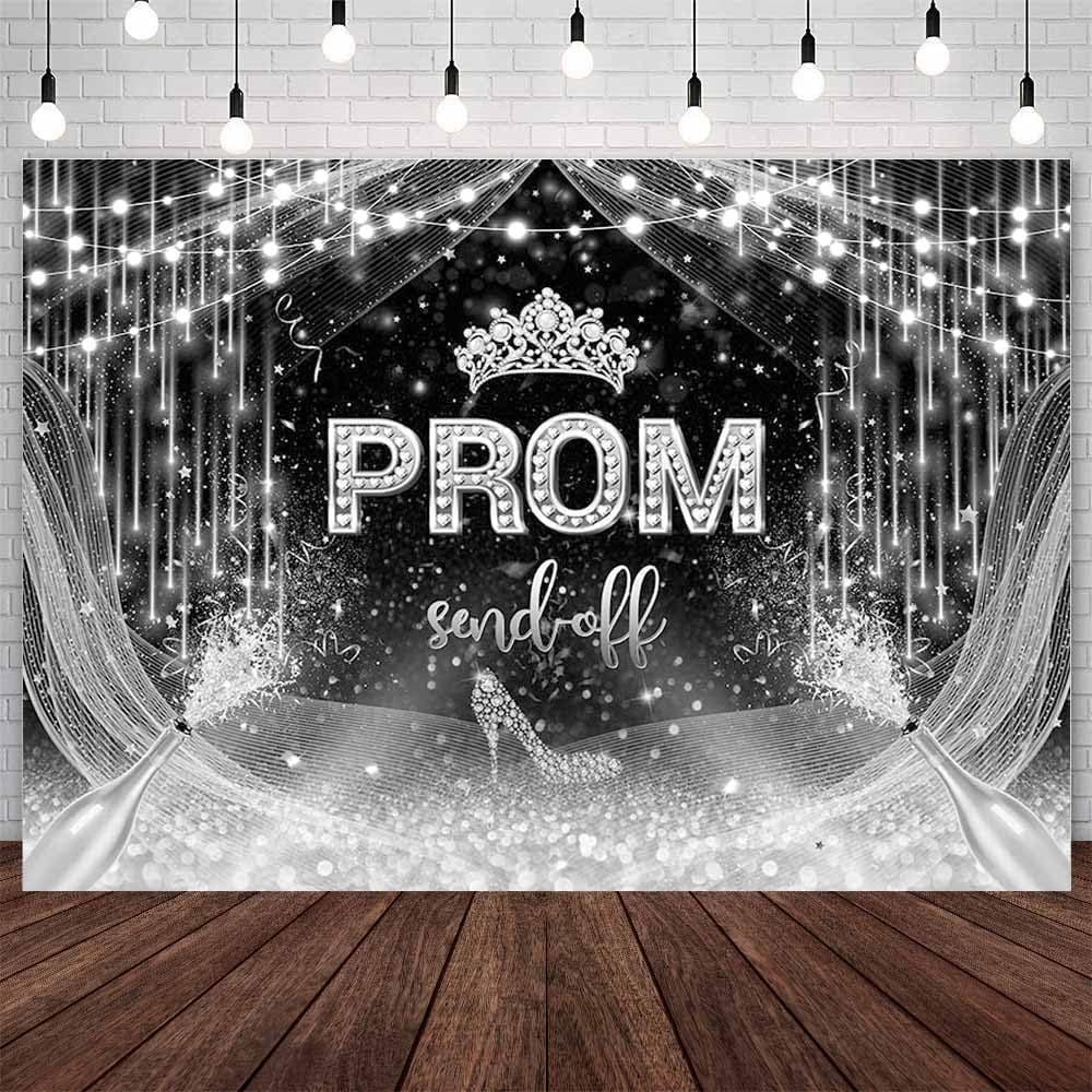 Prom 2025 Backdrop Silver and Black Prom Send Off Photography ...