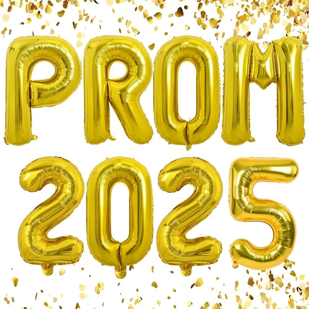Prom 2025 Balloons - 16 Inch Silver Prom Letter Foil Balloons Banner ...