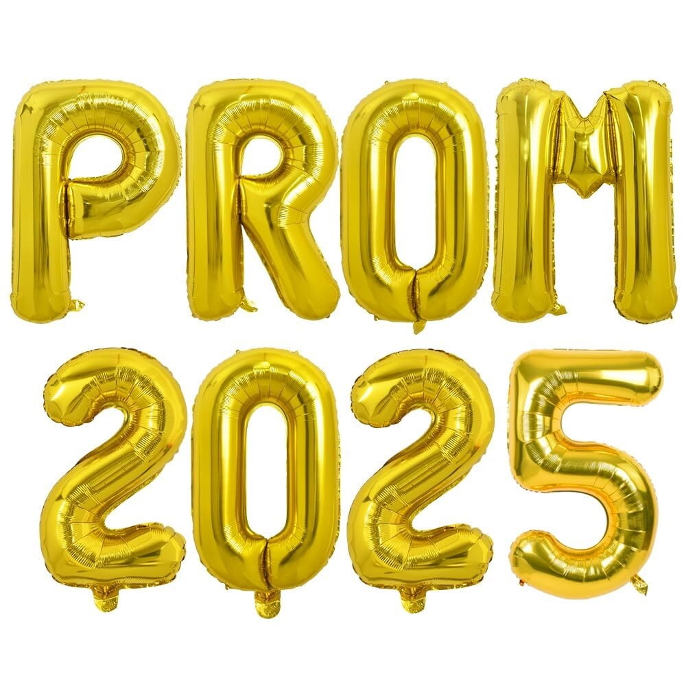 Prom 2025 Balloons - 16 Inch Silver Prom Letter Foil Balloons Banner ...