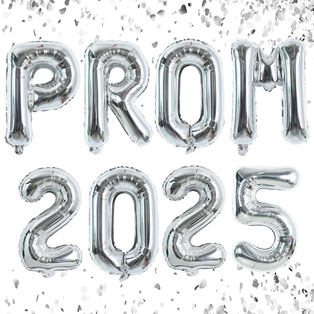 Prom 2025 Balloons - 16 Inch Silver Prom Letter Foil Balloons Banner ...