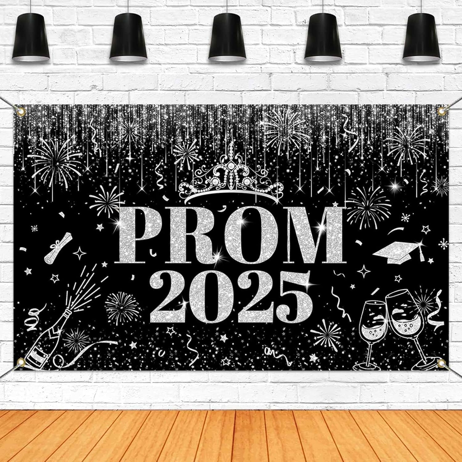 Prom 2025 Banner Silver Crown Graduation Prom Night Party Decorations ...