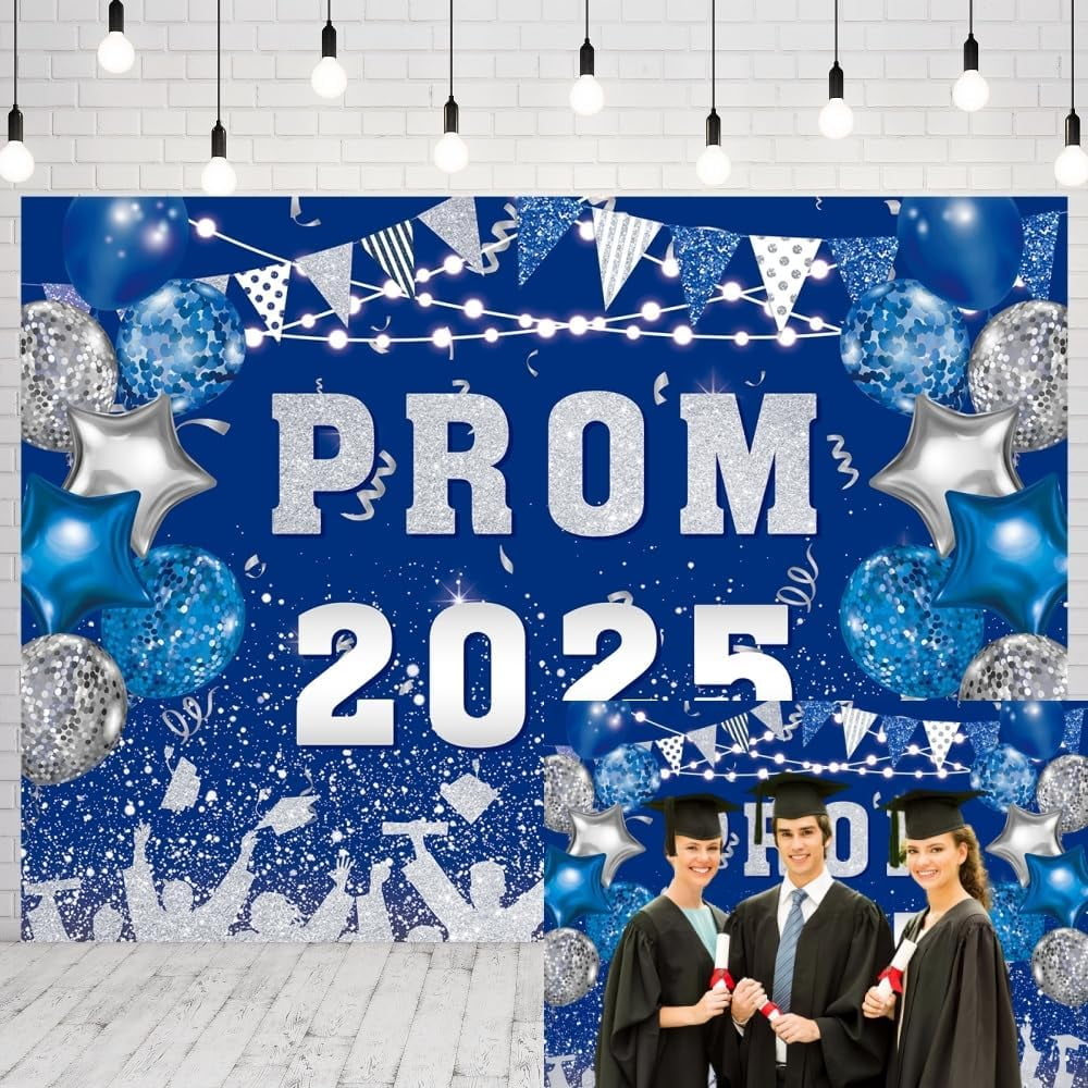 Prom 2025 Photography Background Blue and Silvery 2025 Prom Night ...